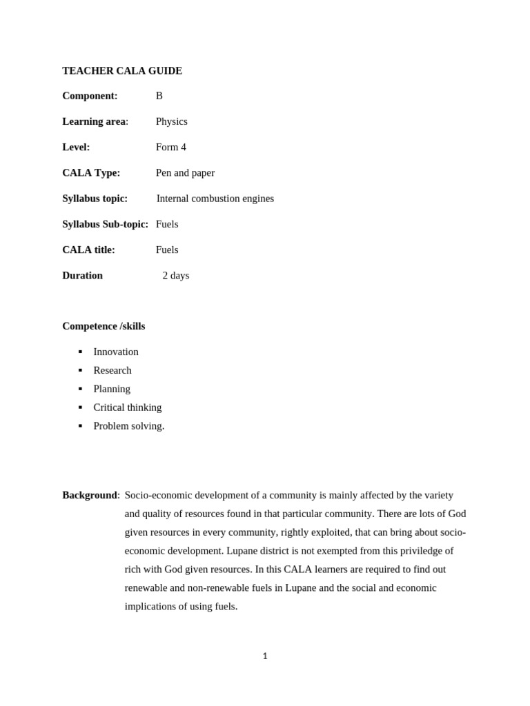Physics Cala Component B | PDF