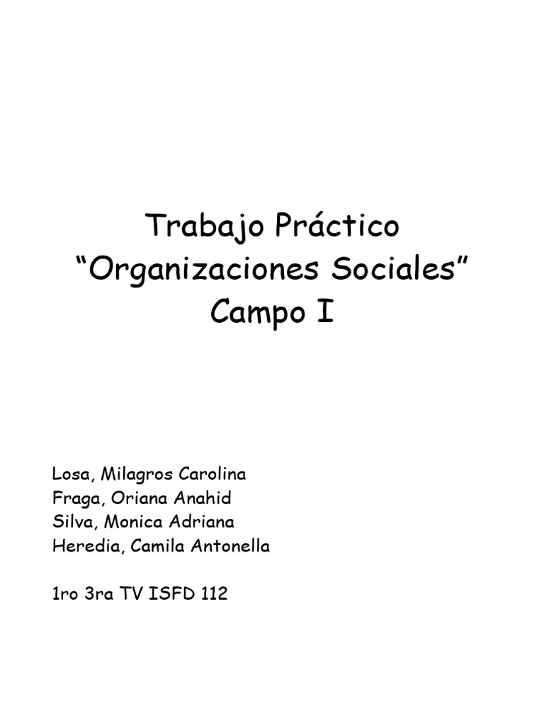 Organizaciones sociales tp 2 | PDF