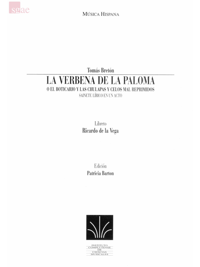 La Verbena de La Paloma CP MC - CP 1 | PDF