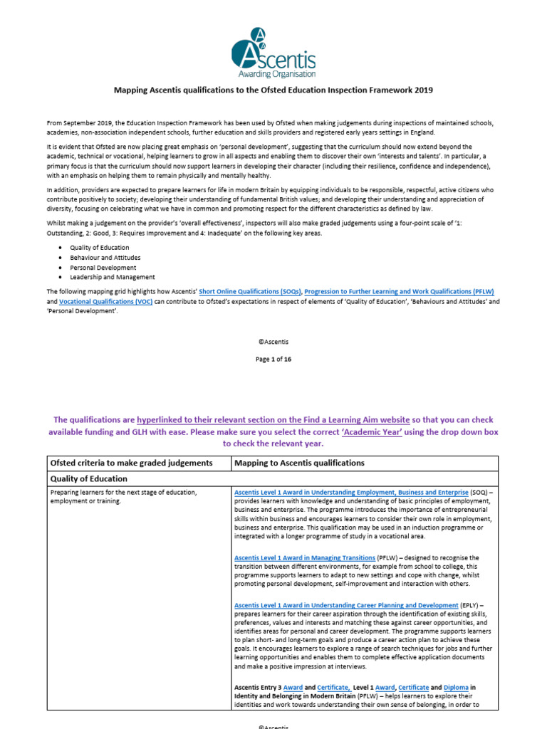 EIF Mapping Document - Ascentis Qualifications | PDF