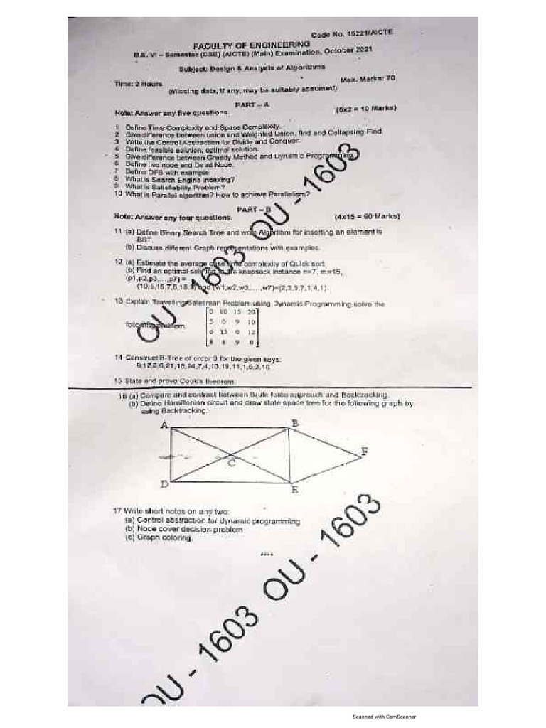 DESIGN AND ANALYSIS OF ALGORITHMS_2021 | PDF