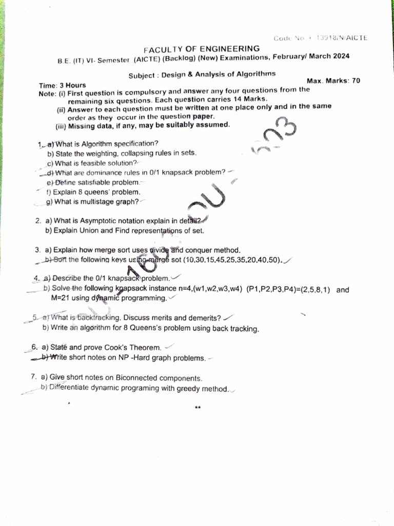 Design and Analysis of Algorithms_2024 | PDF