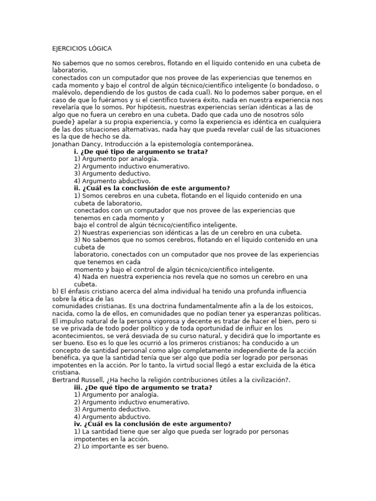 EJERCICIOS LÓGICA | PDF