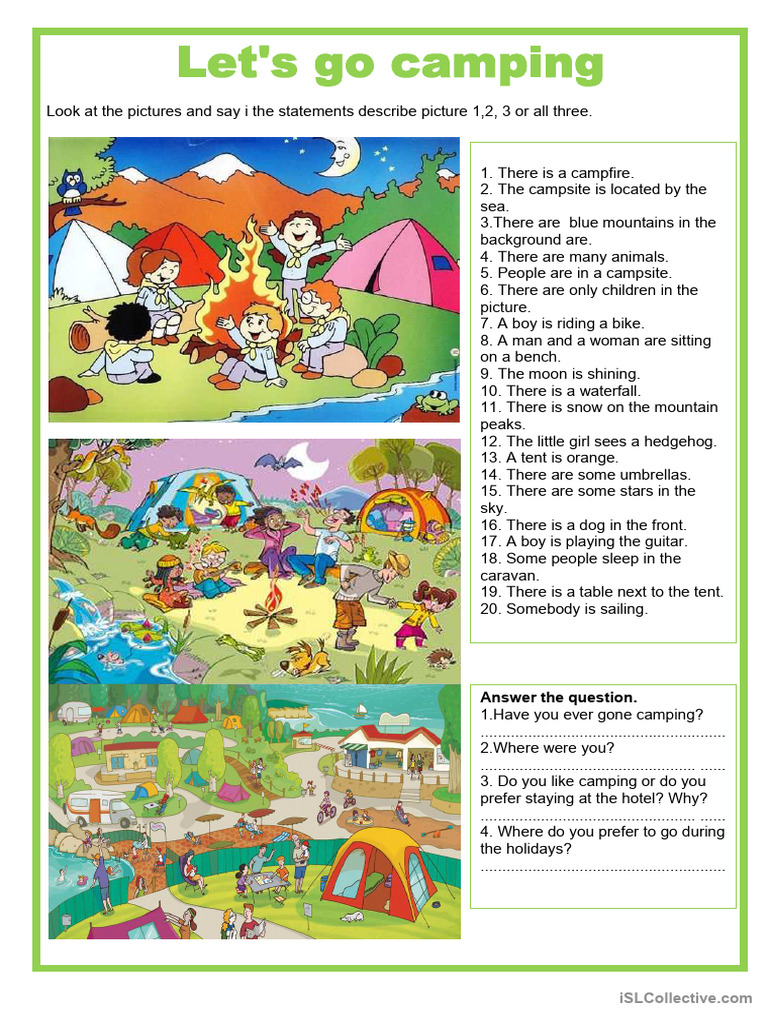 Picture Description - Let - 'S Go Camping | PDF