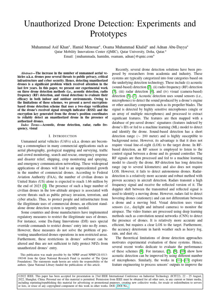 Unauthorized Drone Detection Pdf