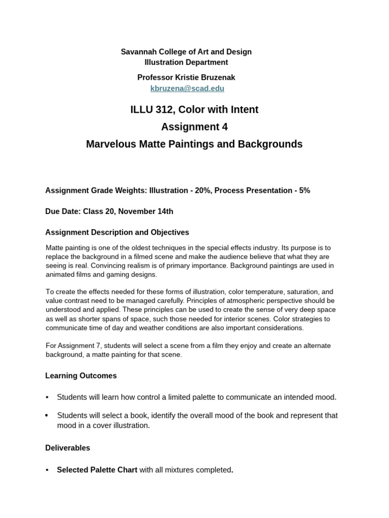 ILLU 312 - Color With Intent - Assignment 4 Brief - MW | PDF
