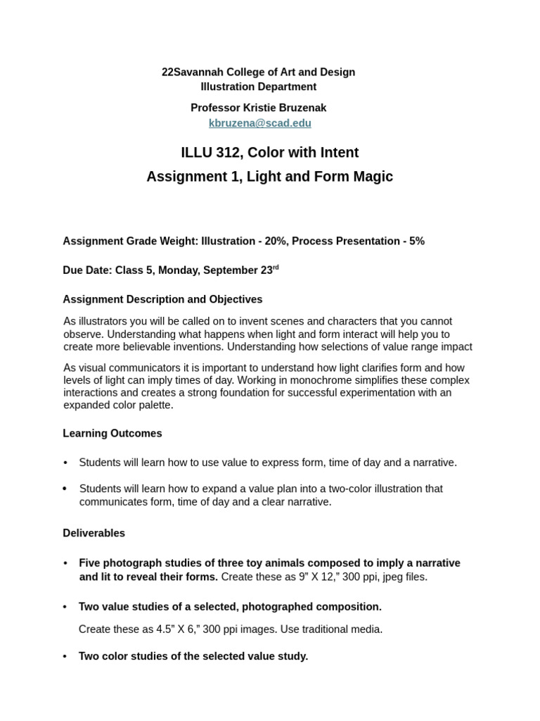 ILLU 312 - Color With Intent - Assignments 1 - Brief - MW | PDF