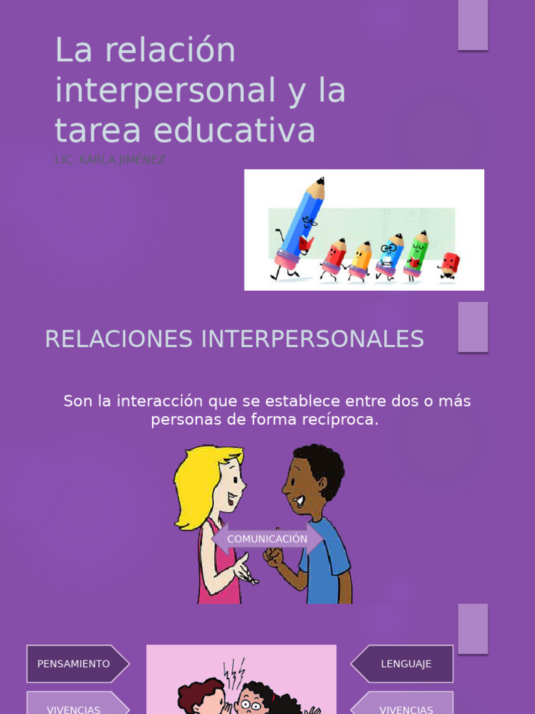 La Relación Interpersonal y La Tarea Educativa | PDF