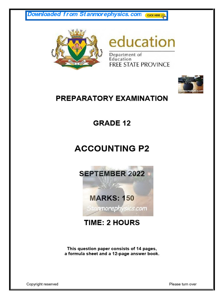 FS Accounting Grade 12 SEPT 2022 P2 and Memo | PDF