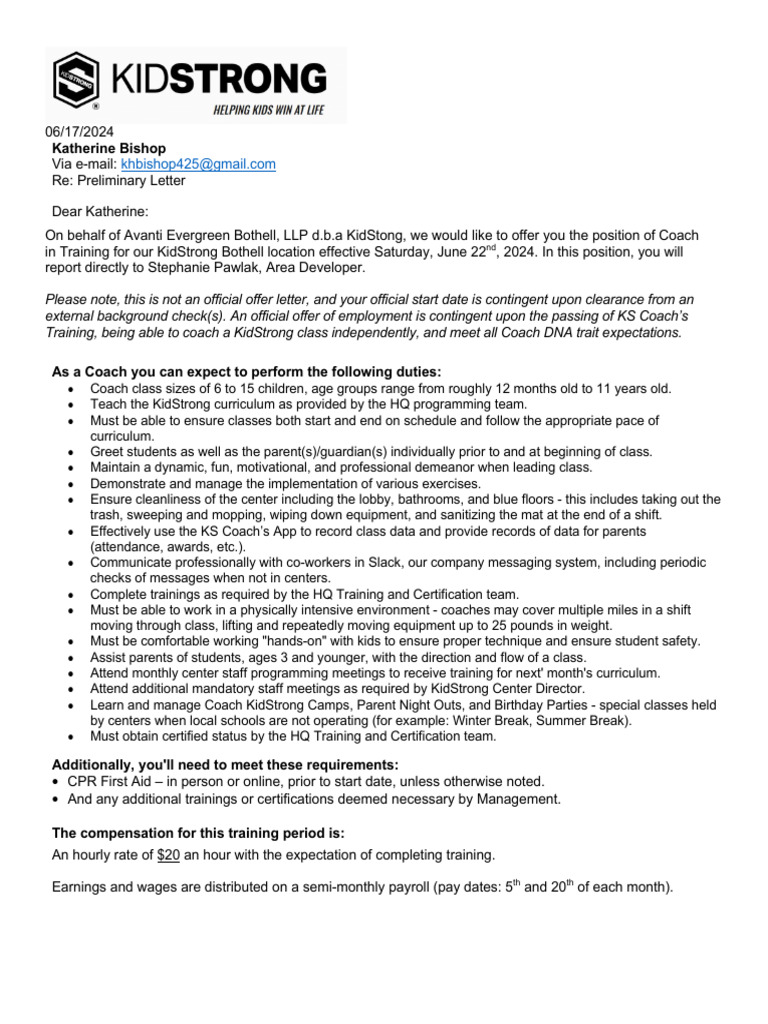 KS - Offer Letter - SCT - BWA - KB | PDF