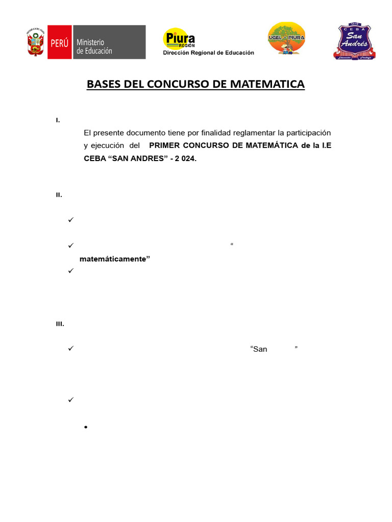 Bases Del Concurso de Matematica | PDF