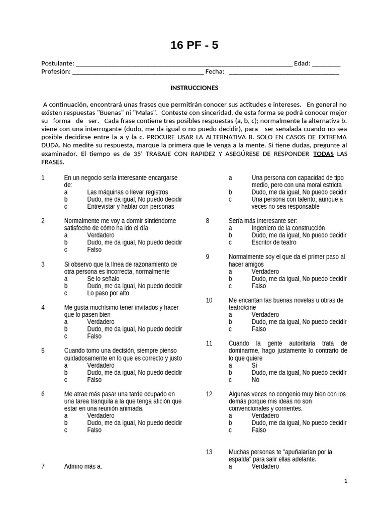 16pf Liliana Rosado | PDF