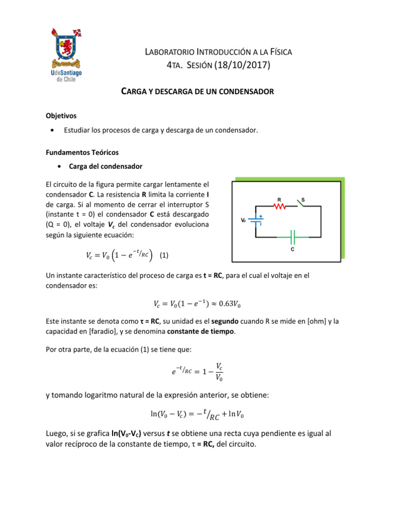 Guia 4 - Carga y Descarga de Un Condensador | PDF Guia 4 - Carga y Descarga de Un Condensador | PDF