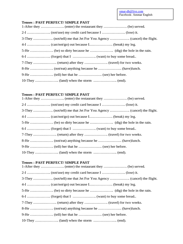 Past Perfect or Simple Past Fun Activities Games - 39390 | PDF