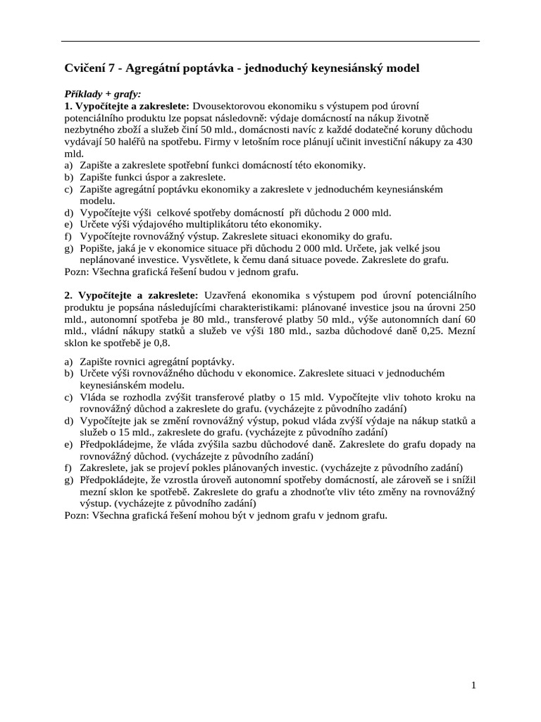 Cviceni7 - Agregatni Poptavka Keynesiansky Kriz | PDF