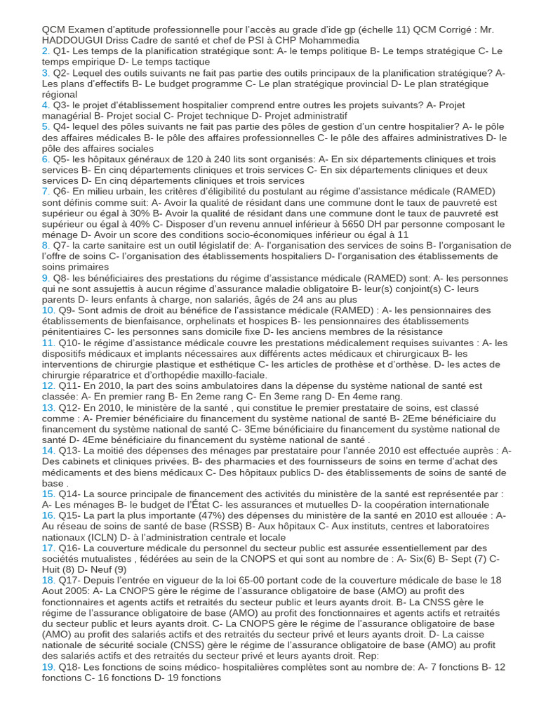 QCM Examen D | PDF
