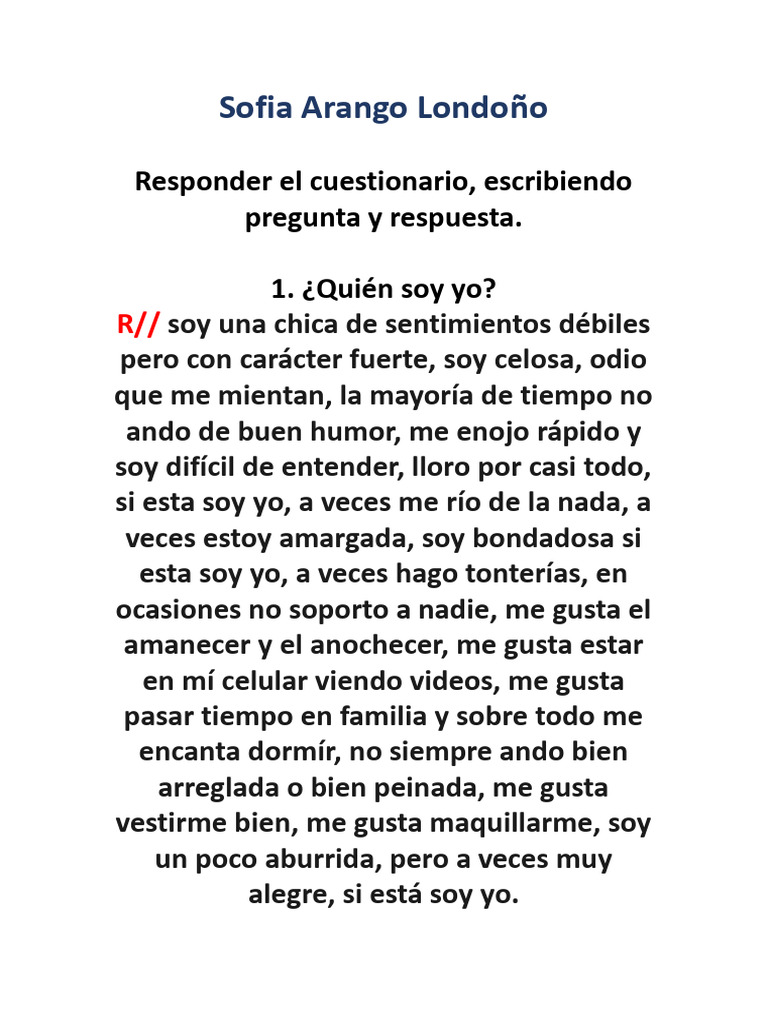 PROYECTO DE VIDA DE Sofia Arango Londoño | PDF