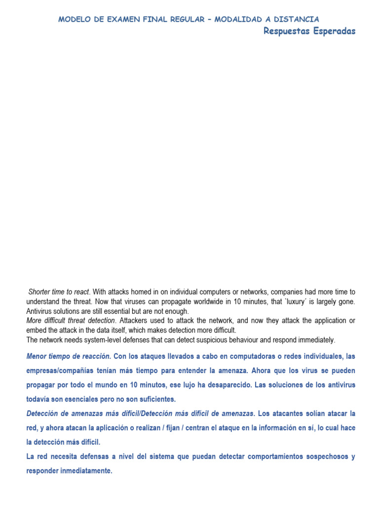 Modelo de Examen Final Regular - Respuestas Esperadas | PDF