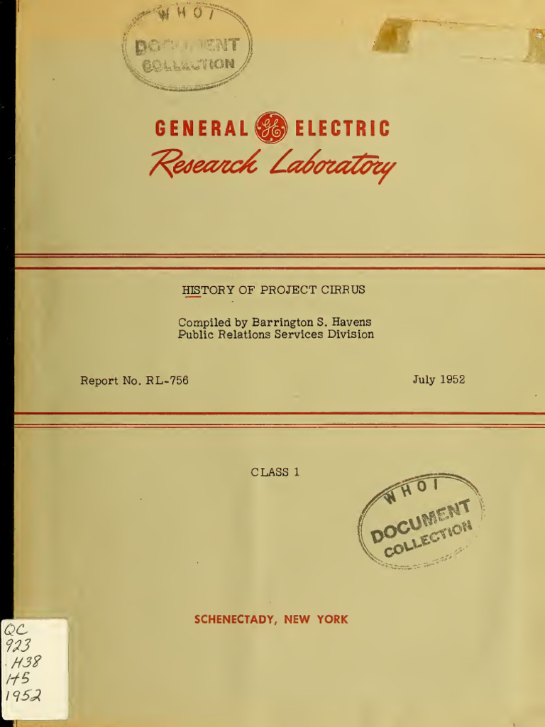 General Electric History of Project Cirrus July 1952 ORIGINAL | PDF