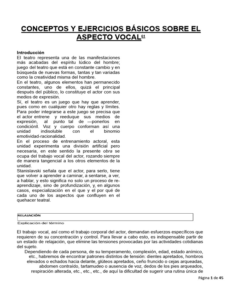 Conceptos y Ejercicios B-Sicos Sobre El Aspecto Vocal | PDF