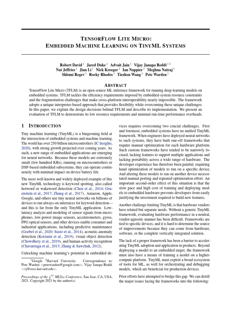 MLSys-2021-tensorflow-lite-micro-embedded-machine-learning-for-tinyml-systems-Paper | PDF