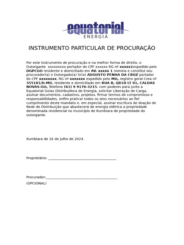 Procuracao Equatorial Modelo | PDF