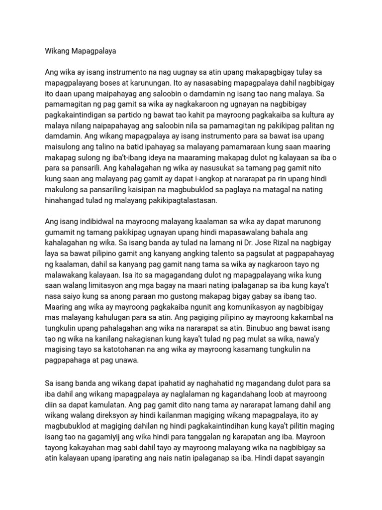 Wikang Mapagpalaya | PDF