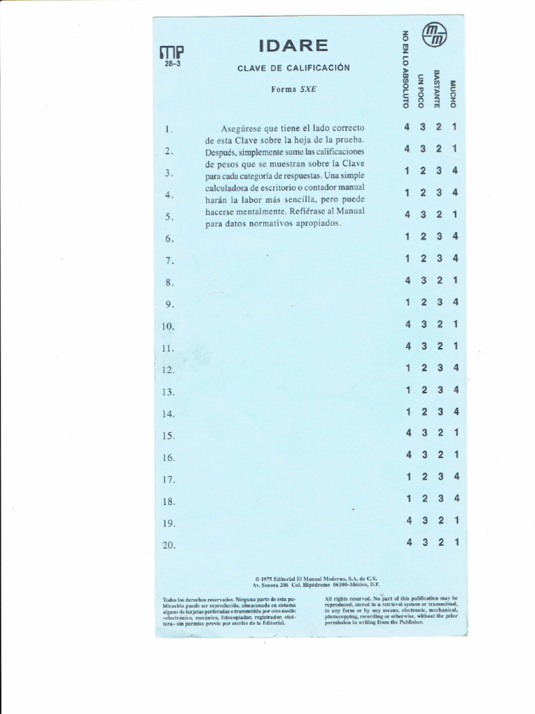 Plantilla de Calificacion Idare | PDF