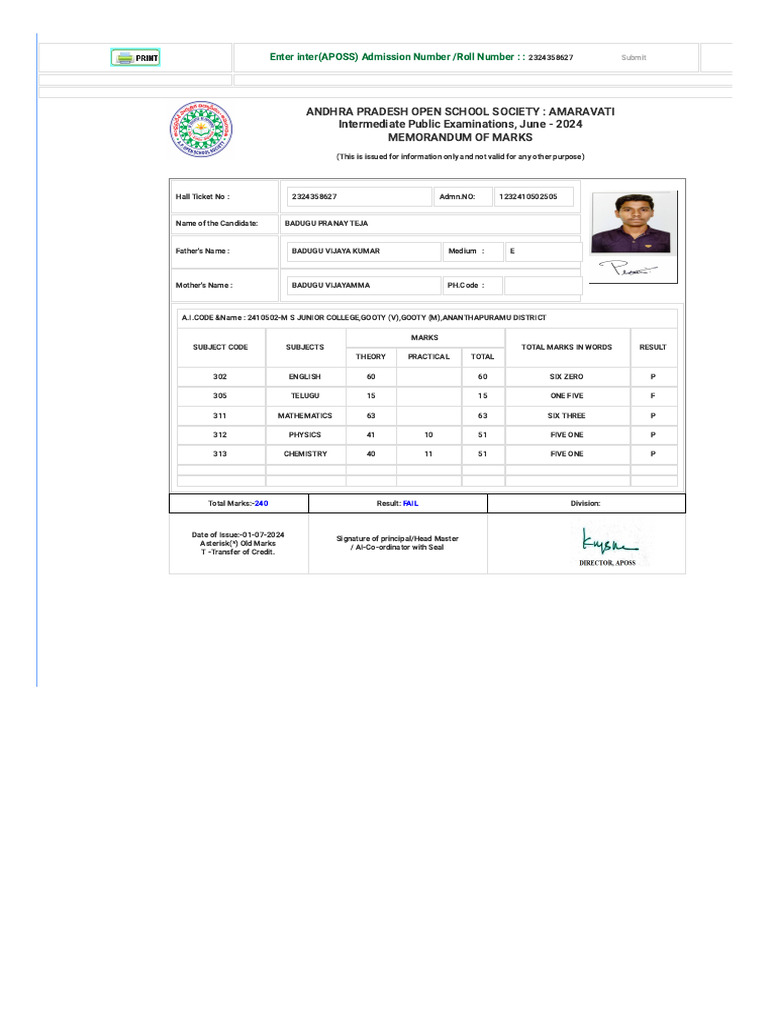Pranay - Inter-Results | PDF