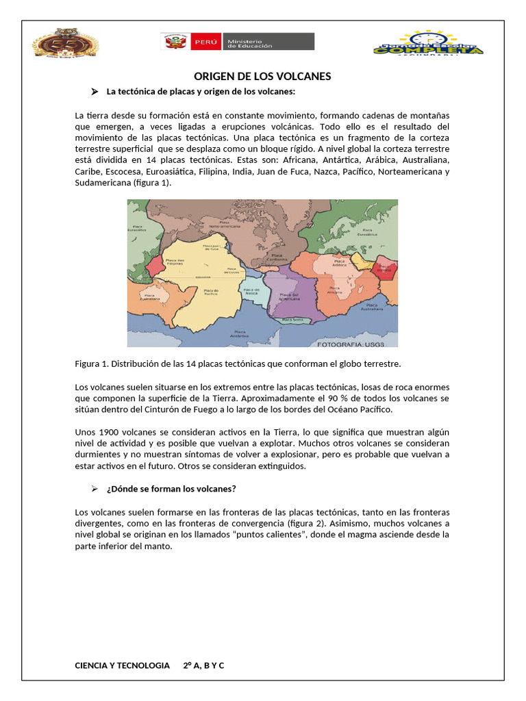 La Tectónica de Placas y Origen de Los Volcanes | PDF