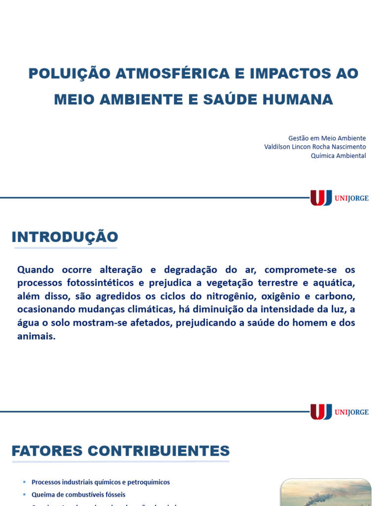Poluição Atmosférica e Impactos Ao Meio Ambiente e A Saúde Humana | PDF