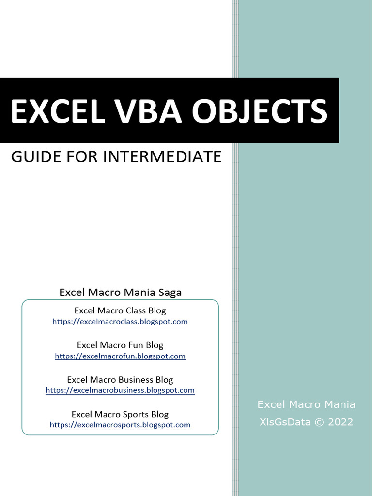 Excel VBA Objects Guide For Intermediate | PDF