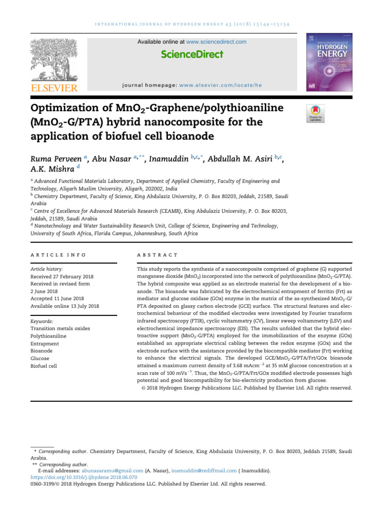 International Journal of Hydrogen Energy | PDF | Redox | Catalysis