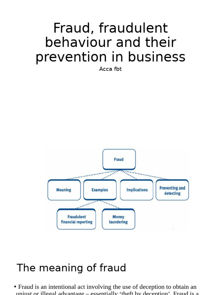 Fraud, Fraudulent Behaviour and Their Prevention in Business | PDF