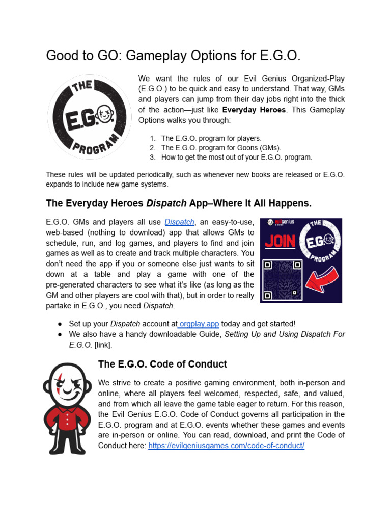 E.G.O. GO Gameplay Options 1.2 H4xucn | PDF