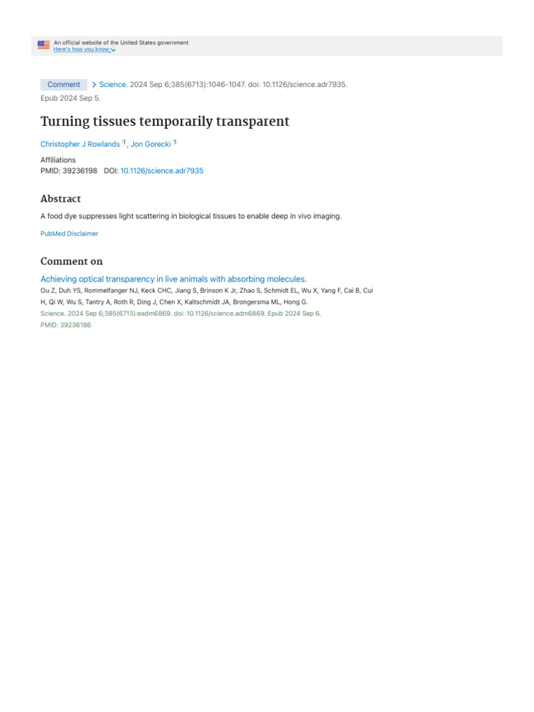 Turning Tissues Temporarily Transparent - PubMed | PDF