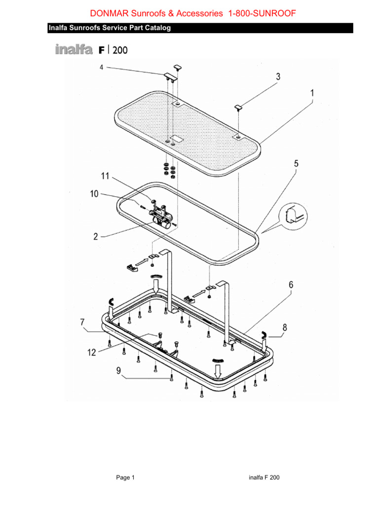 Inalfa Sunroofs Service Part Catalog | PDF | Equipment