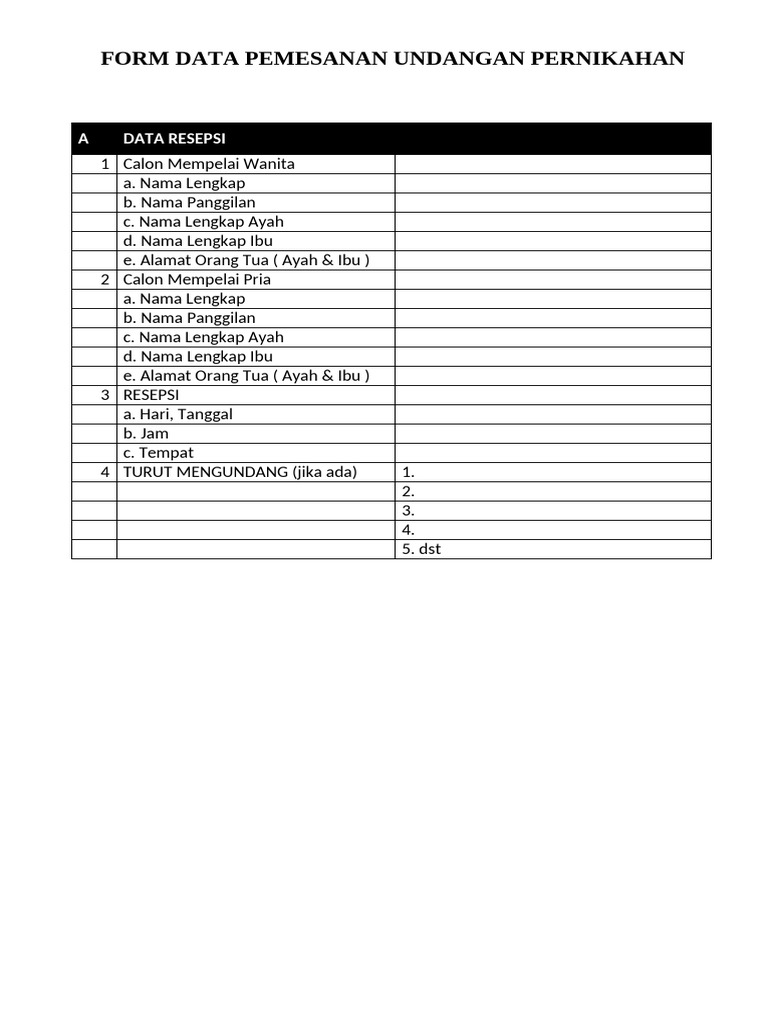 Form Data Undangan MS WORD | PDF