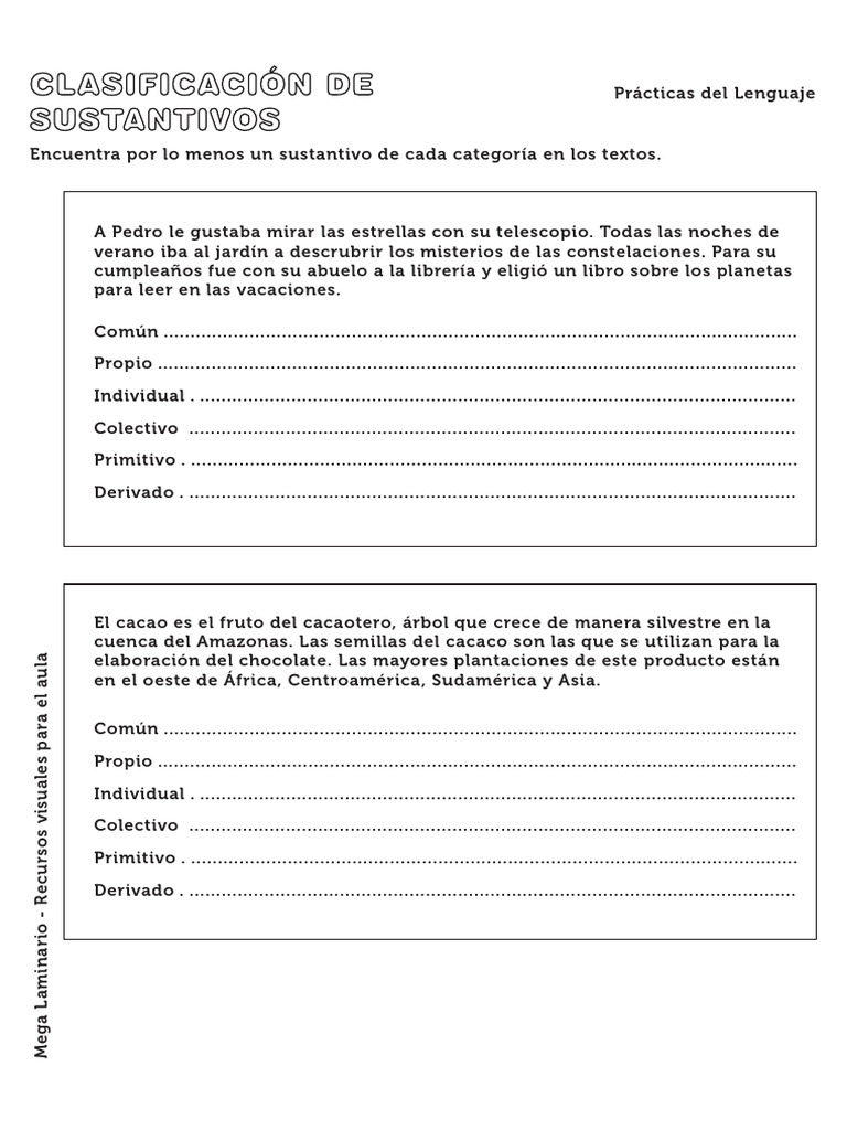 Leng Clasificacion de Sustantivos | PDF