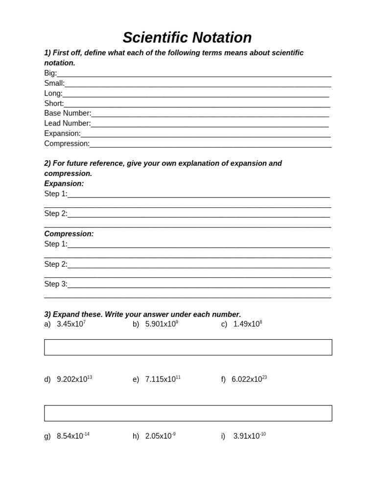 Scientific Notation WS | PDF