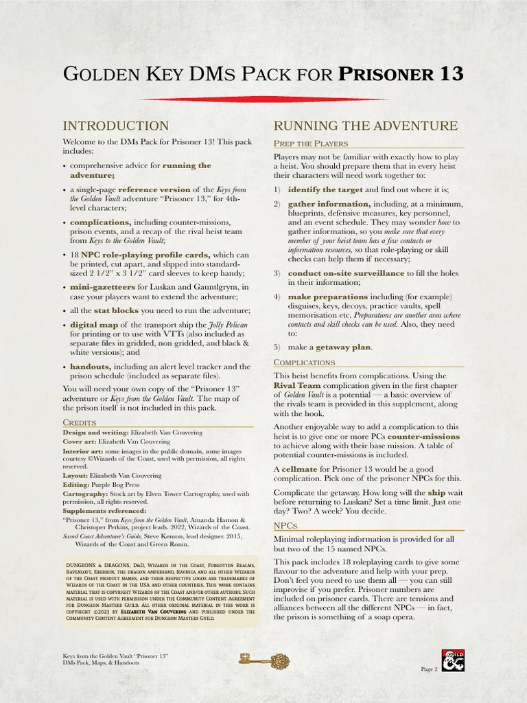 Golden Vault DM Prep Copiaf | PDF