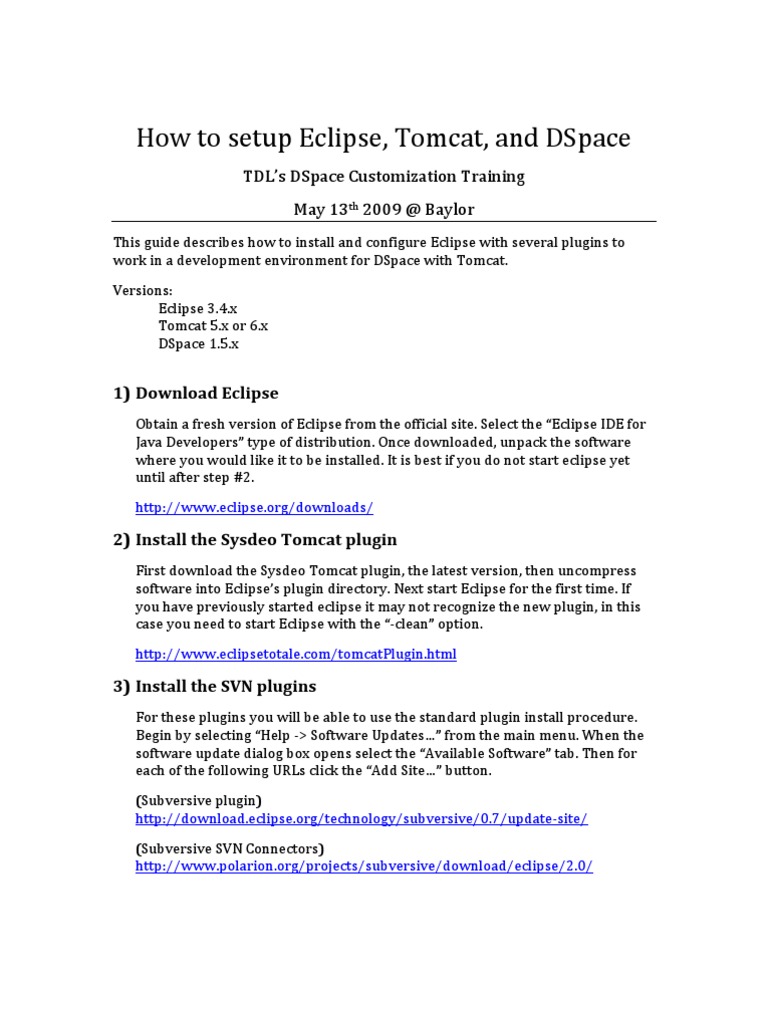 Setup Eclipse | PDF | Eclipse (Software) | Plug In (Computing)