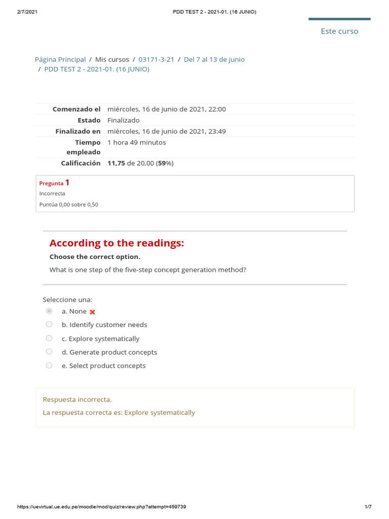 PDD Test 2 - 2021-01. (16 Junio) | PDF