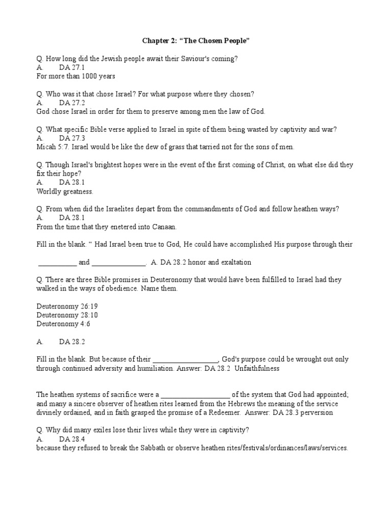 Chapter 2 The Chosen People Answer Sheet | PDF | Book Of Deuteronomy ...