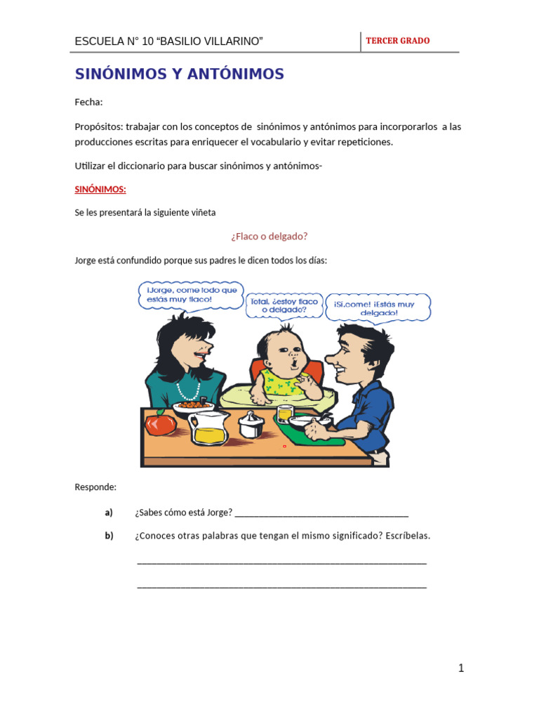 SINÓNIMOS Y ANTONIMOS | PDF