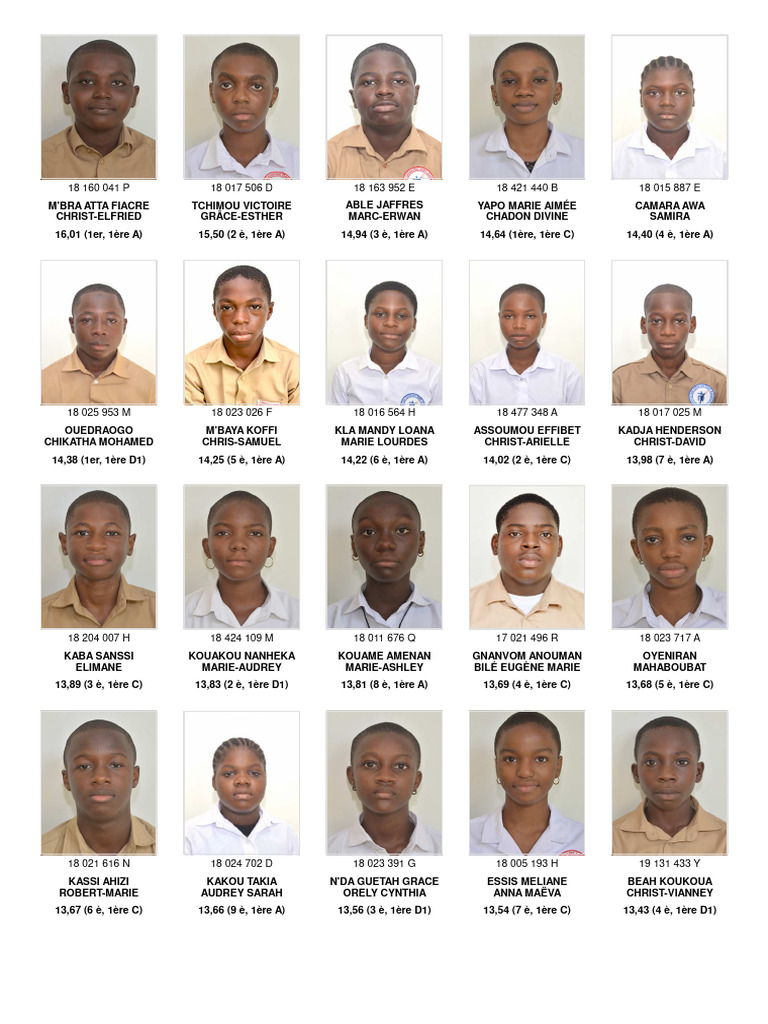 Student Grades and Rankings List | PDF