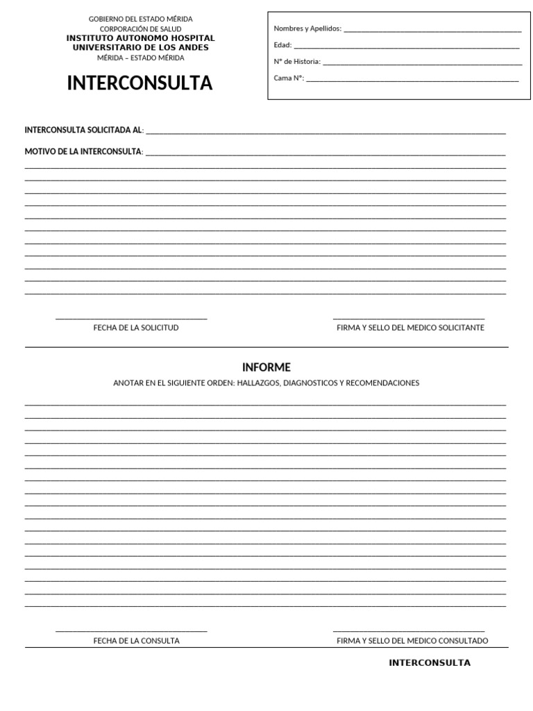 Hoja de Interconsulta | PDF