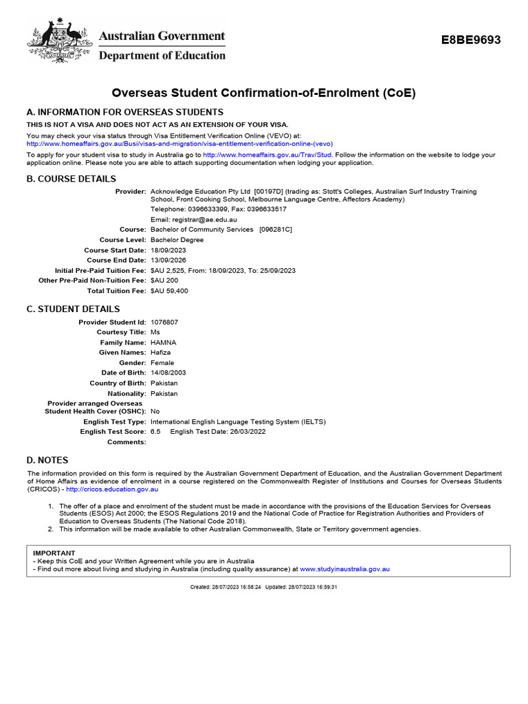 CoE Certificate (E8BE9693) | PDF