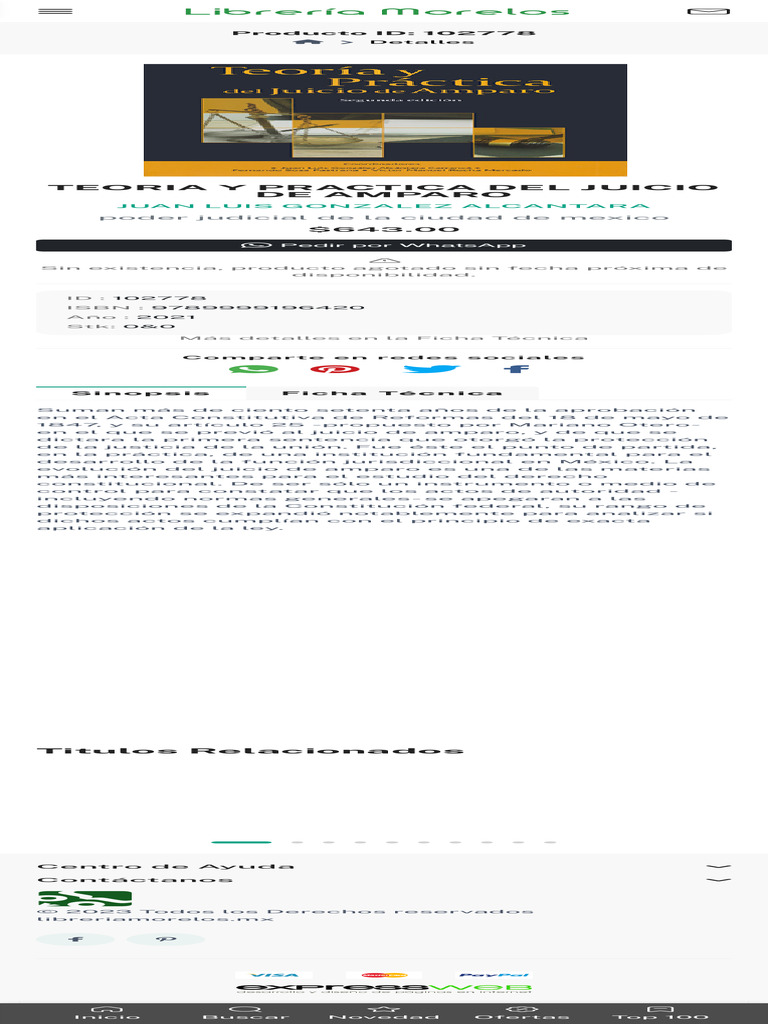 Librería Morelos TEORIA Y PRACTICA DEL JUICIO DE AMPARO | PDF