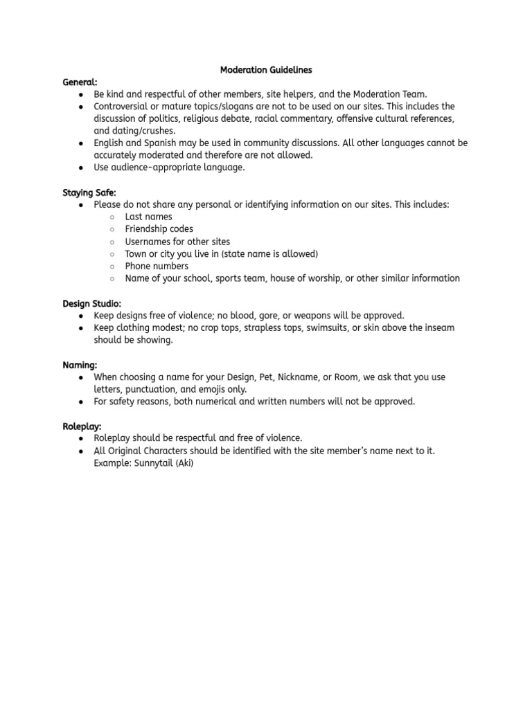 Moderation Guidelines | PDF